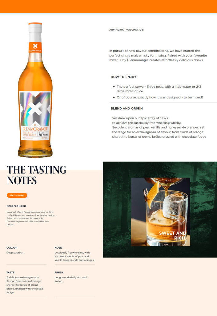 Glenmorangie X by Glenmorangie Single Malt Scotch Whisky ABV 40% 70cl ...