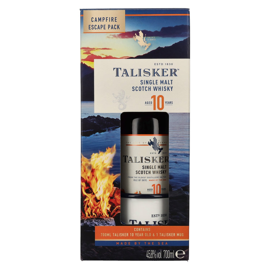 Talisker 10 Year With One White Mug Campfire Escape Gift Set ABV 45.8% ...